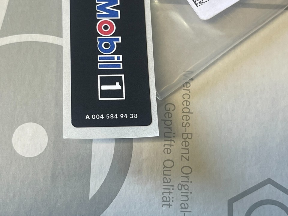 Mercedes-Benz Genuine AMG Mobil 1 Oil Sticker Label Decal NEW | eBay