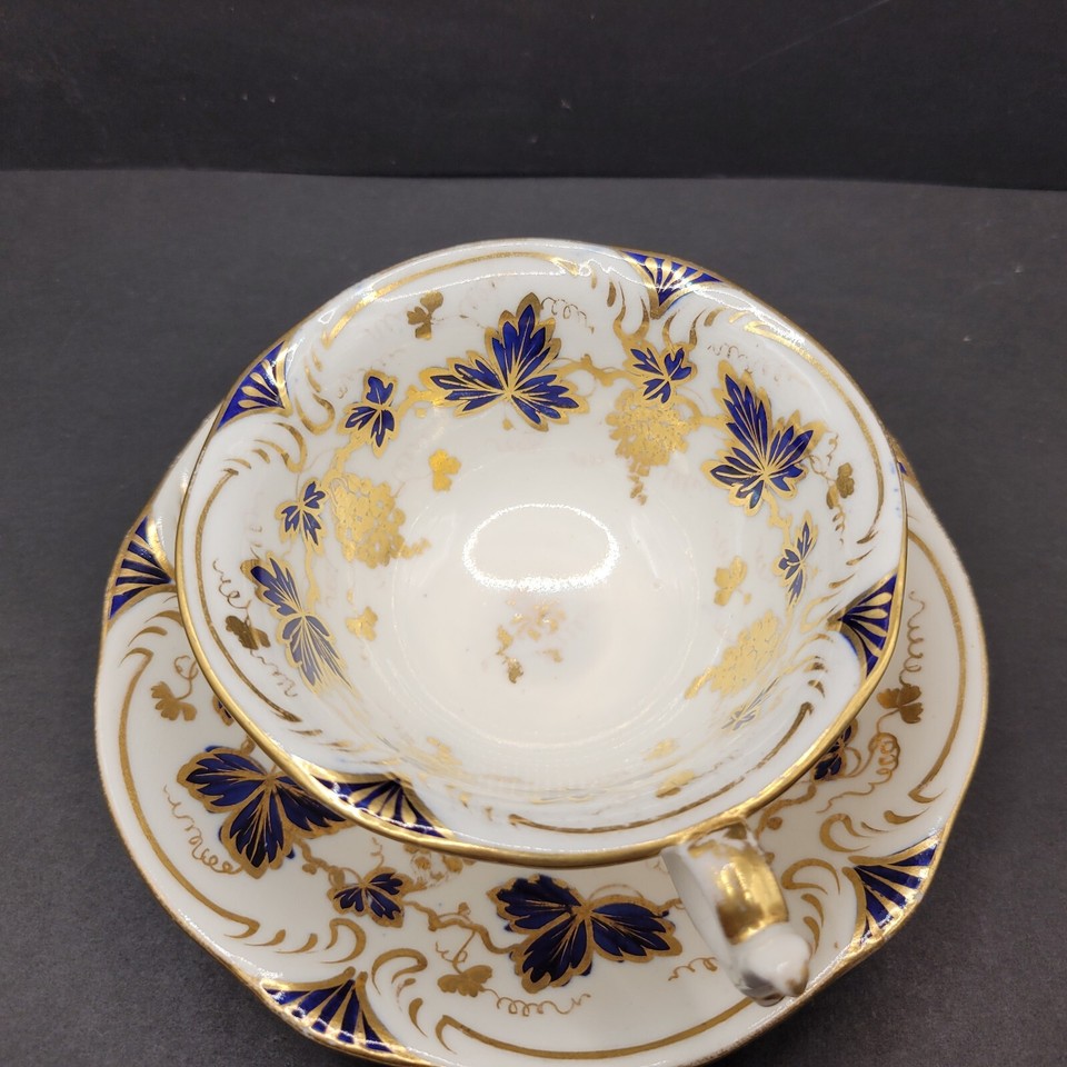 Rockingham Brameld Tea Cup & Saucer 2/66 Cobalt Grape Vine c1830 | eBay UK