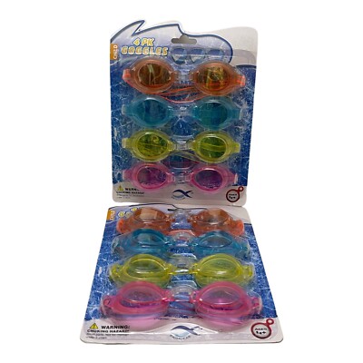 2- (4 pack) Child’s Swim Goggles, Multicolor Adjustable, 4+, Pool Party ...