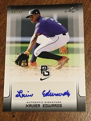 XAVIER EDWARDS 2017 LEAF PERFECT GAME AUTOGRAPH CARD #35/50 RAYS PADRES ...