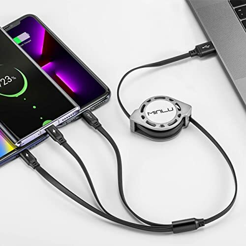 Minlu Multi Charging Cable 3.0A 3-in-1 Retractable Fast Charge Cord ...