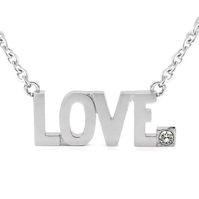 Love Block Letter Crystal Pendant Necklace Silver Sterling | eBay