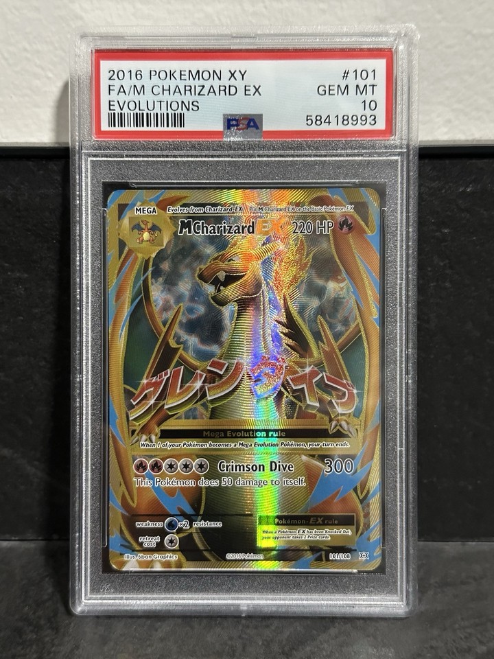 2016 Pokemon XY Evolutions Mega M Charizard EX Full Art 101/108 PSA 10 ...