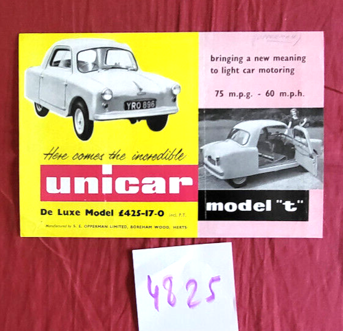 N°4825 / UNICAR model " t " / prospectus english text / microcar ? | eBay