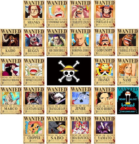 TYZZHOA 25PCS Anime [OP] Wanted Posters 30×21cm, New Bounty 25PCS-Retro ...