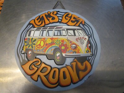 Let's Get Groovy VW Bus Hippy Metal Sign flower power | eBay