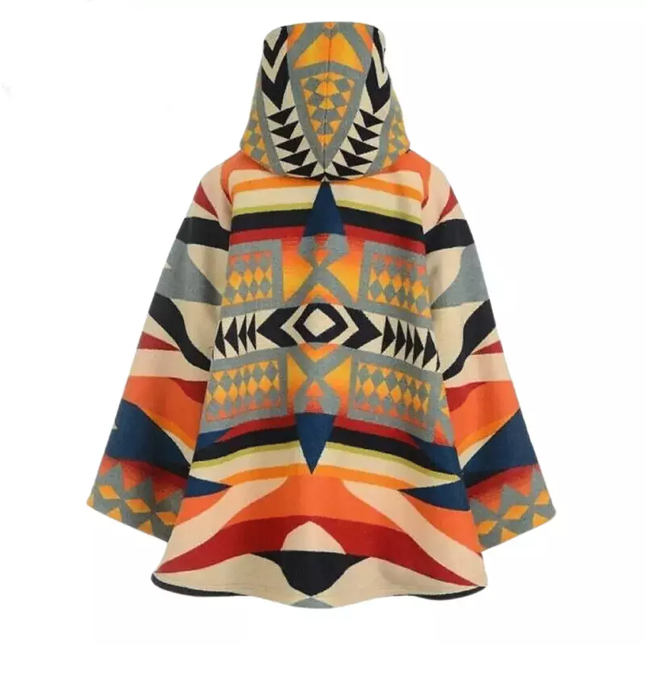 Women Wool Fleece Coat Claw Button Hooded Jacket Poncho Overcoat Warm ...