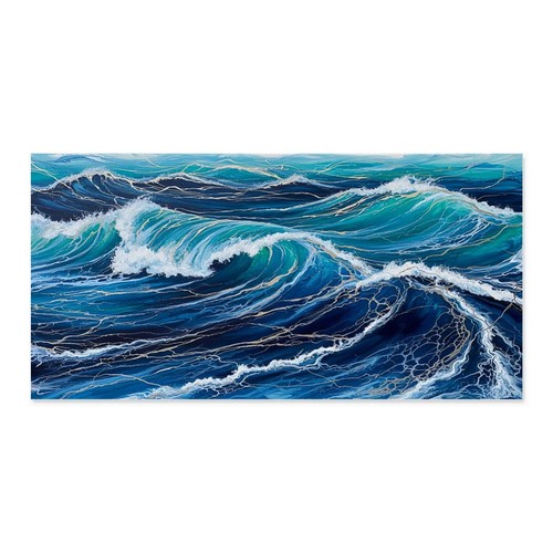 Panoramic Canvas Print Abstract Ocean Painting Unframed Modern Wall Art ...