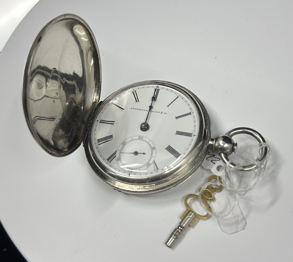 Rare Original Waltham Appleton Tracy Coin Silver Pre Civil war key wind ...