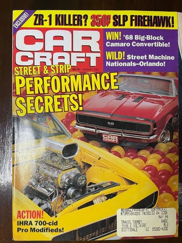 Car Craft August 1991 Street & Strip Performance Secrets Magazine used ...