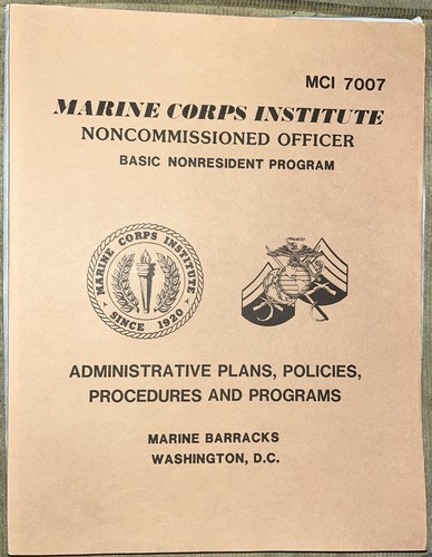Vtg Marine Corps Institute Noncommissioned Officer Handbook Manual MCI ...