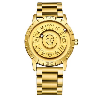 LIGE FOXBOX Watch Men Mirrorless Magnetic Bead Gold Steel Watch Males ...