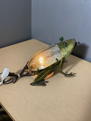 NEW NWT Stained Glass Metal Frog Table Lamp Night Light | eBay