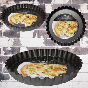 NON STICK FLAN DISH QUICHE CAKE BAKING TIN TART SPONGE FLUTED 28 X 3 ...