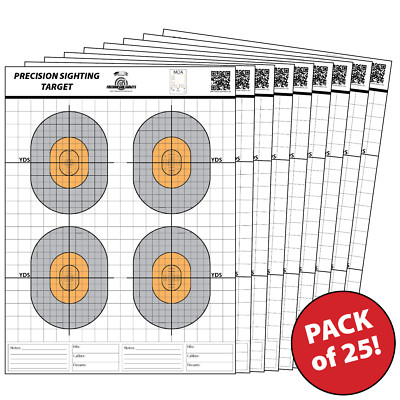 25 Pack Paper Shooting Targets Gun Range Rifle Handguns Precision ...