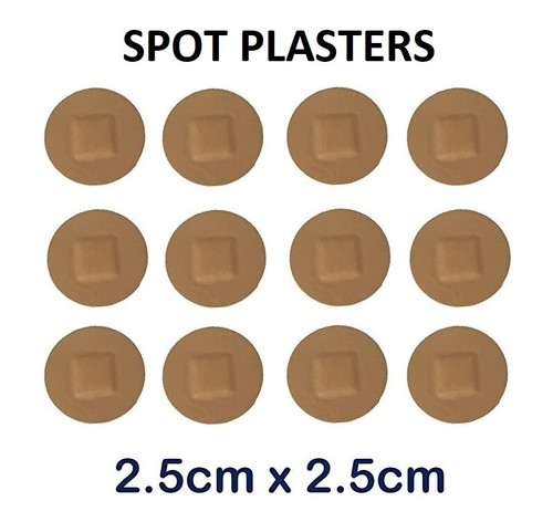 Spot Plasters - Waterproof - 2.5cm x 2.5cm - Sterile Round First Aid ...