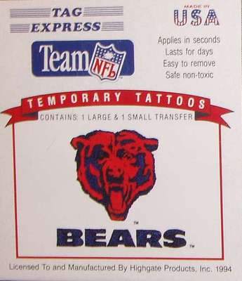 CHICAGO BEARS TEMPORARY TATTOOS TAG EXPRESS NFL LISENCED | eBay