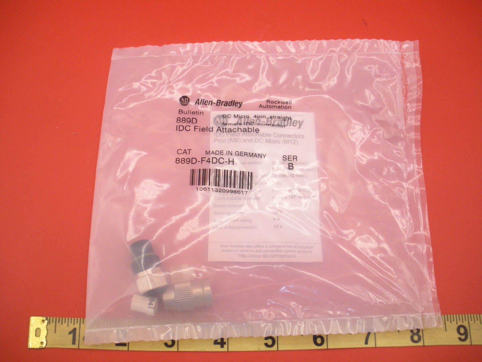 Allen Bradley 889D-F4DC-H Ser B Sensor Connector DC Micro 4-Pin ...