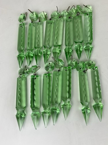 Lot 15 light Green Prisms Chandelier Lustre Lamp Parts Spears 4 Inch 2 ...