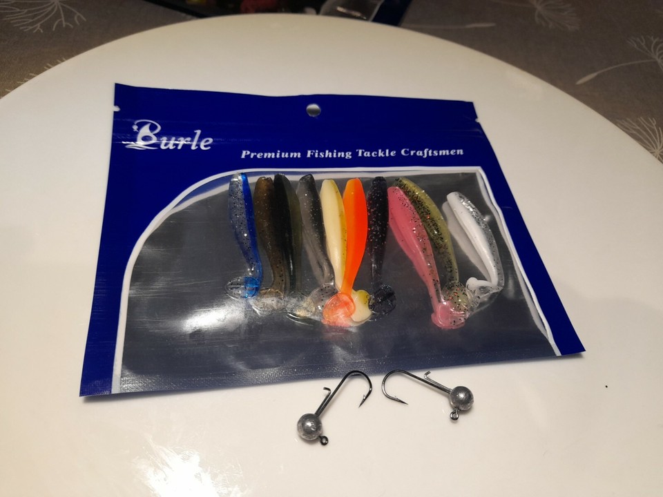 12pc Lure Drop Shot Set Jig Head Soft Worm Shad Paddle Tail pike perch ...