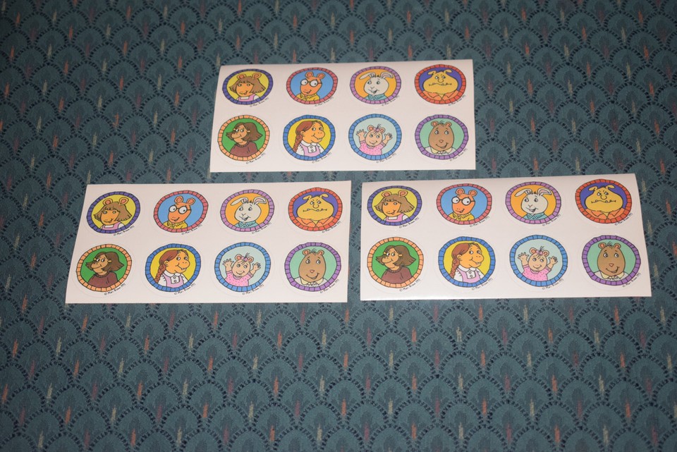 Vintage Arthur Stickers 3 Sheets (1995) Characters PBS Kids - Marc ...