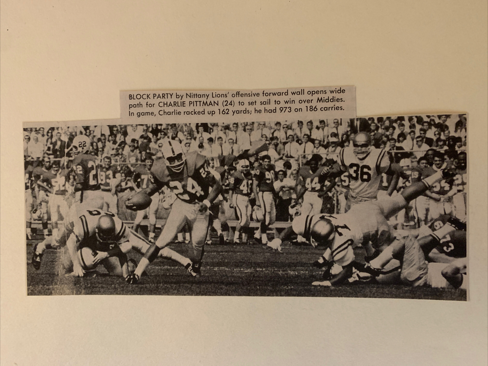 Charlie Pittman Penn State vs Navy 1969 S&S Football Pictorial CO Panel ...
