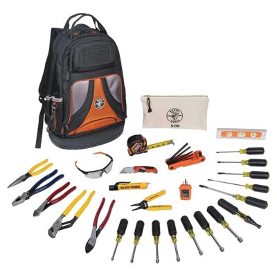 KLEIN TOOLS 28-Pc Electrician Tool Kit with Backpack Cushion Grip ...