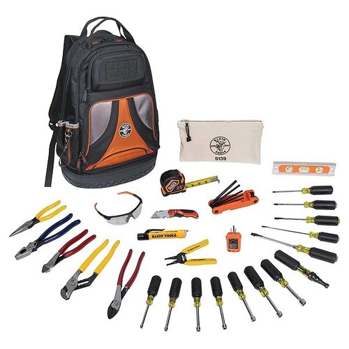 KLEIN TOOLS 28-Pc Electrician Tool Kit with Backpack Cushion Grip ...