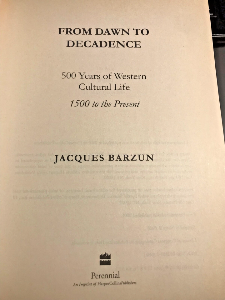 From Dawn to Decadence: 1500 to the Present - 500 Years of Western Cultural Life 60928832| eBay