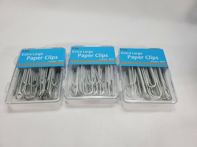 Heavy Duty Paper Clips Extra Large 3" Silver 60 Count. 3 Boxes of 20 ...