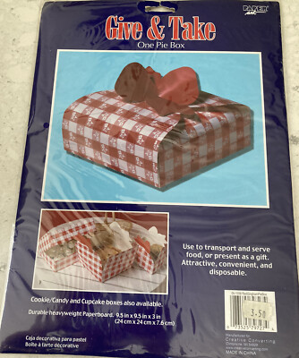 Gingham Pie Box - durable heavyweight paperboard - 9.5" x 9.5" x 3 ...