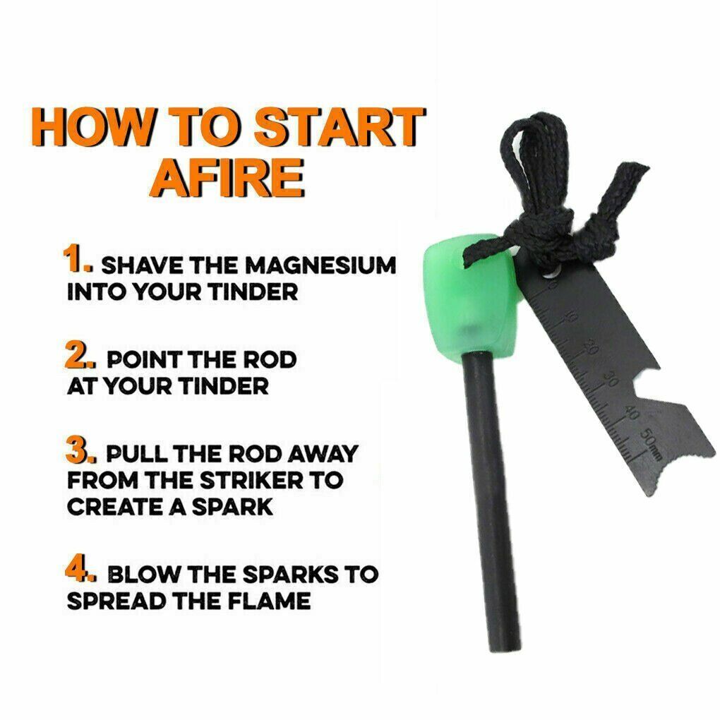 8mm Flint Rod Camping Survival Fire Starter Lighter Full Magnesium Rod ...