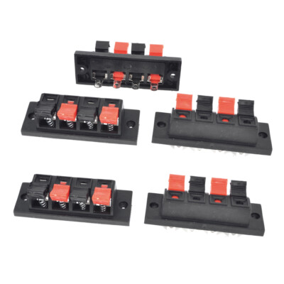 5Pcs 4 Way Stereo Audio Speaker Plate Terminal Strip Connector Block | eBay