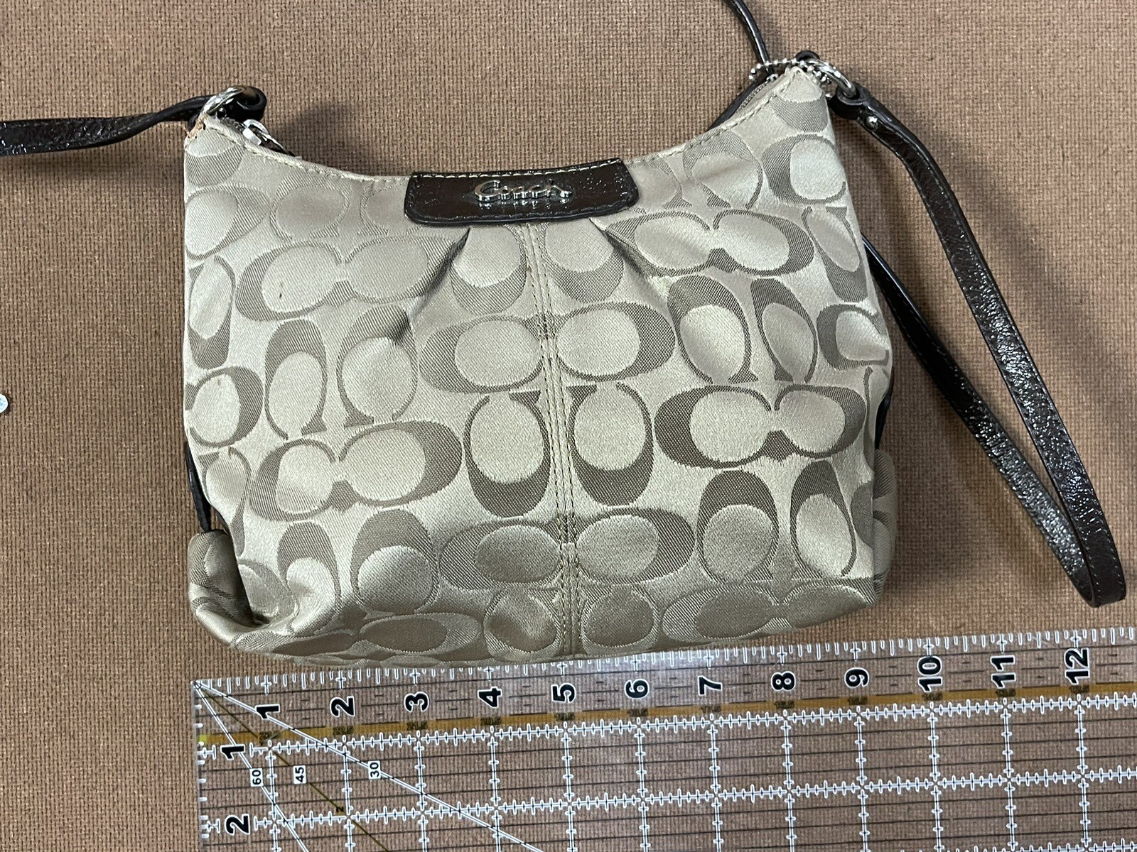 Vintage COACH Signature Monogram Flap Logo Zip Small … - Gem