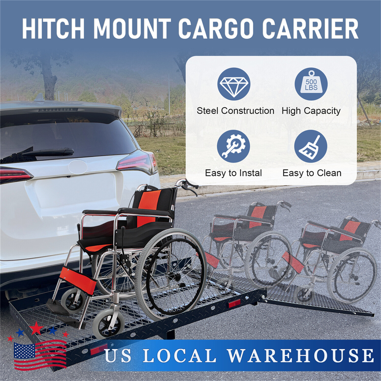 Folding Carrier Wheelchair Mobility Scooter Hitch Mount Medical Loading ...
