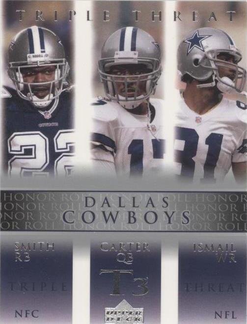 2002 Upper Deck Honor Roll - Triple Threat Emmitt Smith, Rocket Ismail ...