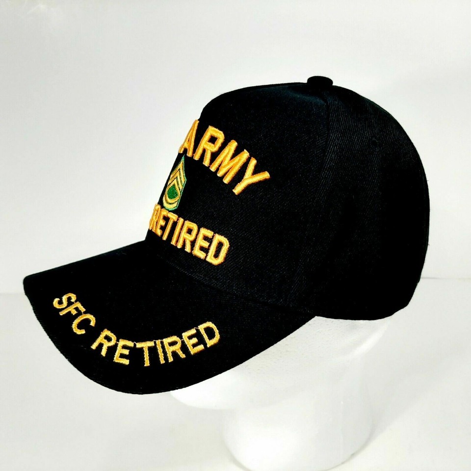US Army SFC Retired Men's Baseball Cap Hat Black Embroidered Acrylic | eBay
