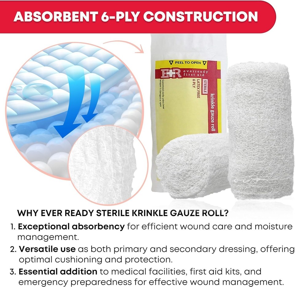 Ever Ready First Aid Sterile Krinkle Kerlix Type 4.5" x 4.1Yds Bandage ...