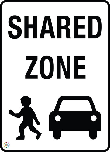 Shared Zone (Human & Car) Traffic Sign/Sticker in Various Size Options ...