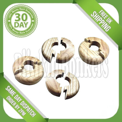 4 X 15MM REAL OAK COLOUR WOODEN WOOD RADIATOR PIPE COLLARS COVER FLOOR ...