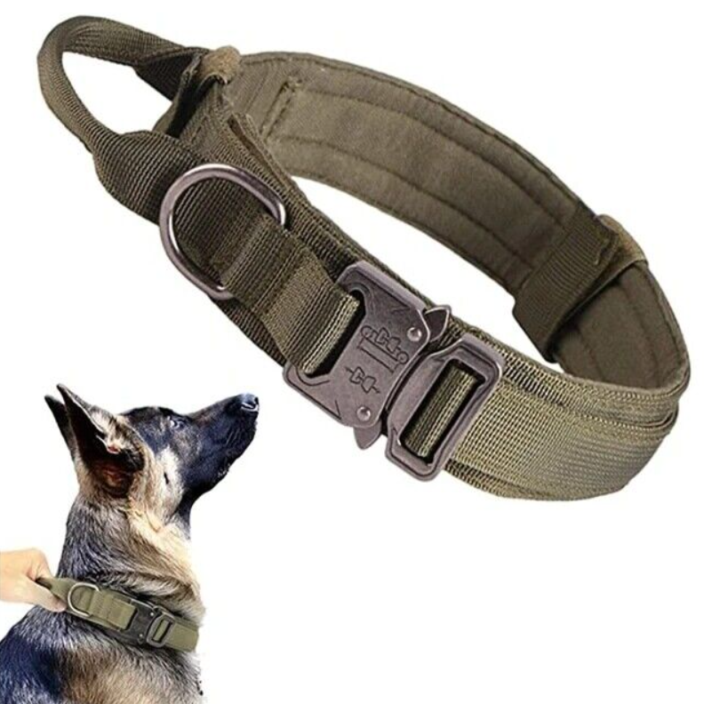 Dog Collar Military Tactical Nylon Adjustable Duty Metal Handle ...
