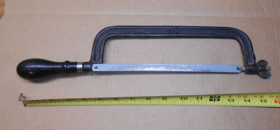 antique Union Hack saw tool 9" inch cast iron frame wood handle | eBay