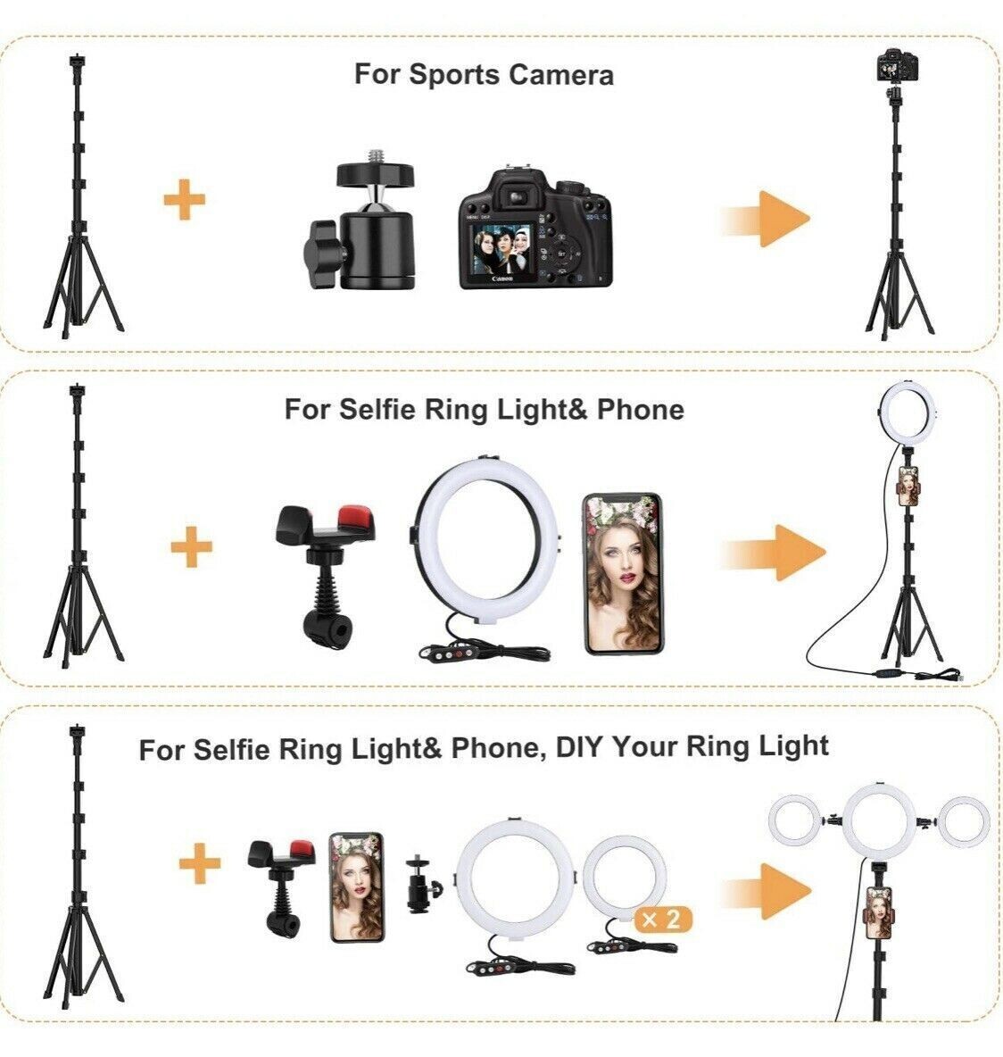 NEW VIEWOW Model AKL02 8.0 Inch Selfie Ring Light With Tripod Stand | eBay