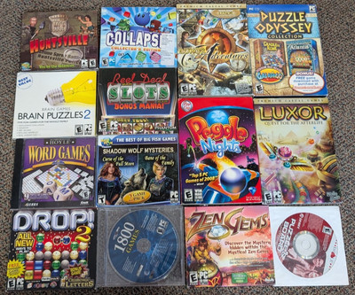 Lot Of 50 -- Vintage PC CD ROM Computer Video Games GOG Pop Cap Mumbo ...