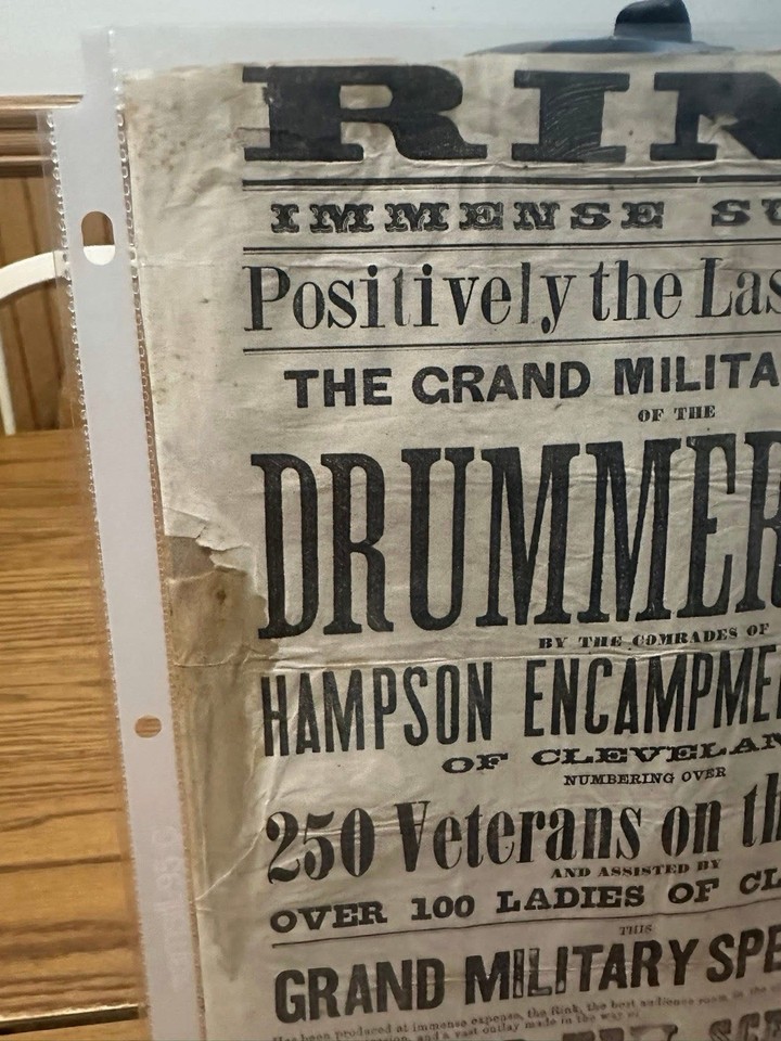 1870 Civil War Advertising Broadside 250 GAR soldiers Cleveland Ohio ...