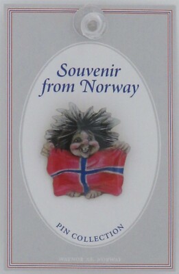 SCANDINAVIAN NORWEGIAN NORWAY WAYNOR LAUGHING TROLL HOLDING FLAG HAT ...