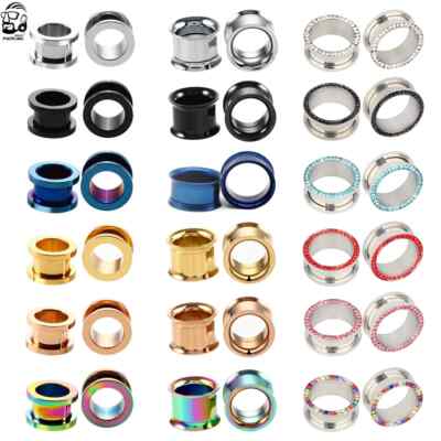 Ear Gauges Ear Plugs Stainless Steel Screw Flesh Tunnels Hollow ...