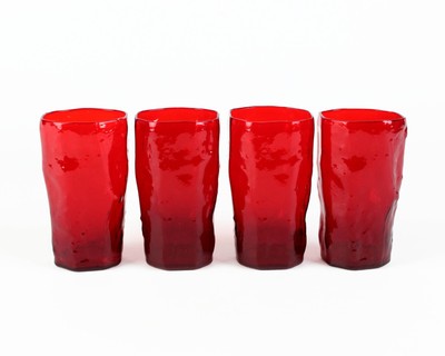 Morgantown Crinkle Ruby Red Juice Tumbler Glasses Set, Seneca Driftwood ...