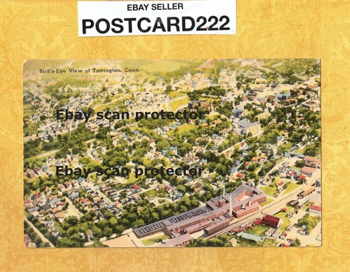 CT Torrington 1950 vintage postcard BIRDS EYE VIEW OF TOWN Conn to ...