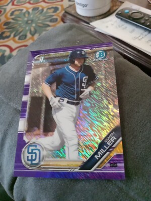 Owen Miller SP Purple Shimmer, 2019 1st Bowman, Chrome Brewers #BCP170 ...